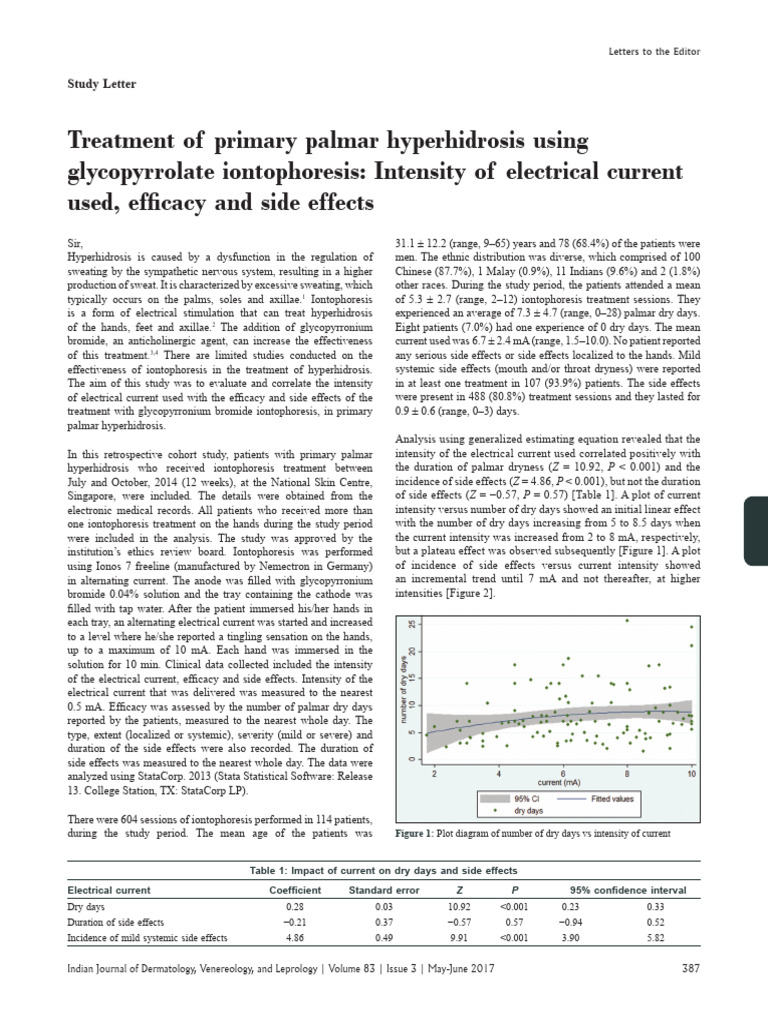 Glycopyrrolate Iontophoresis for Hyperhidrosis | PDF | Clinical ...