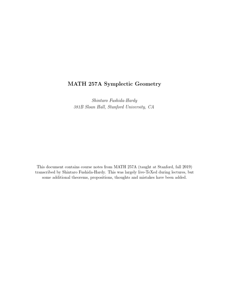 257A symplectic | PDF | Manifold | Differential Geometry
