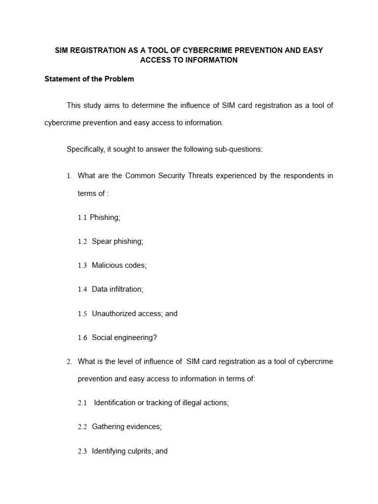 For StatTreatmentSIM REGISTRATION AS A TOOL OF CYBERCRIME PREVENTION ...