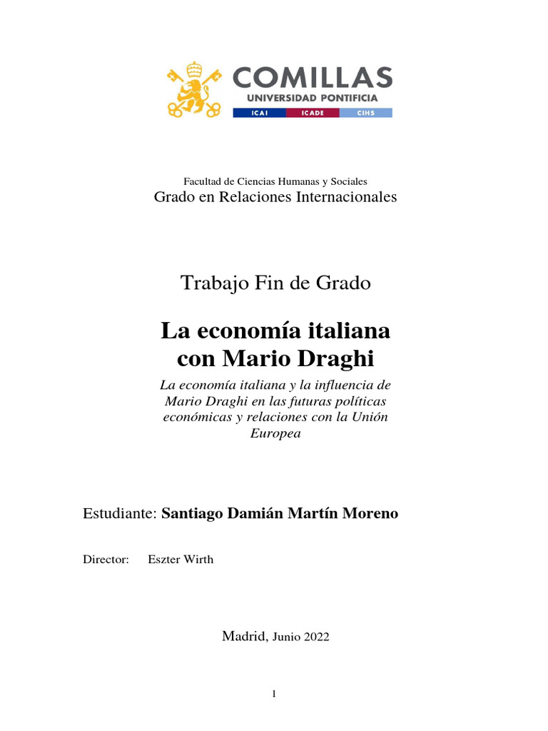 La Economia Italiana Con Mario Draghi | PDF | Banco central europeo ...