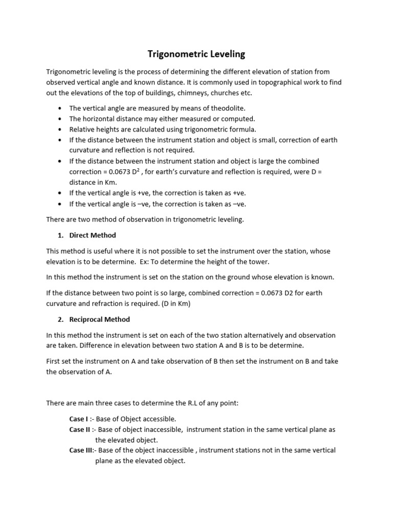 CH 3 Trigonomtric Levelling | PDF | Metrology