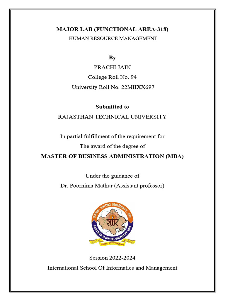 Major Lab (HRM) | PDF | Business | Economies