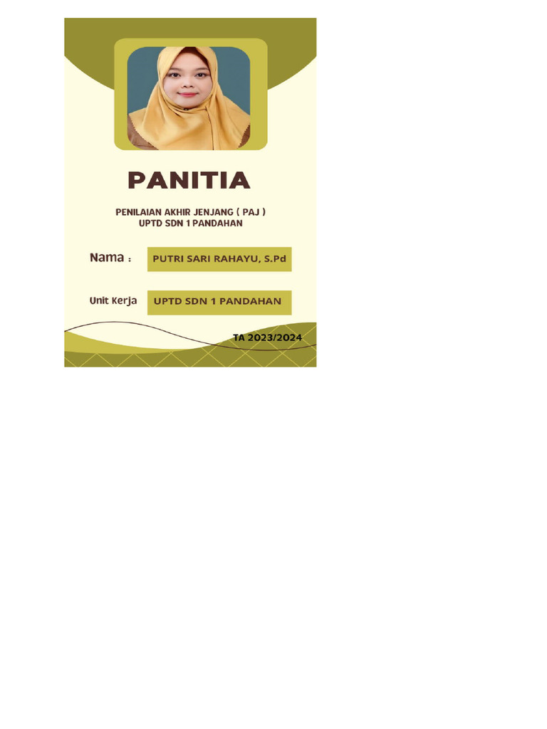 Kartu Panitia Dan Pengawas PAJ | PDF