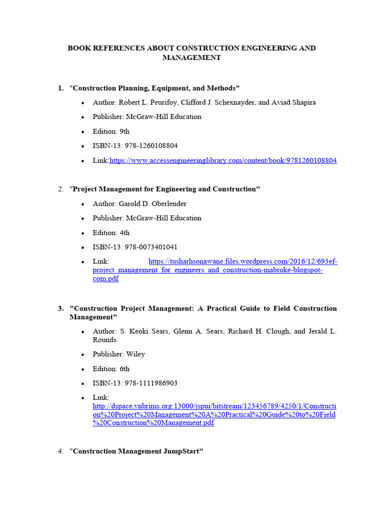 Book References About Construction Engineering and Management | PDF