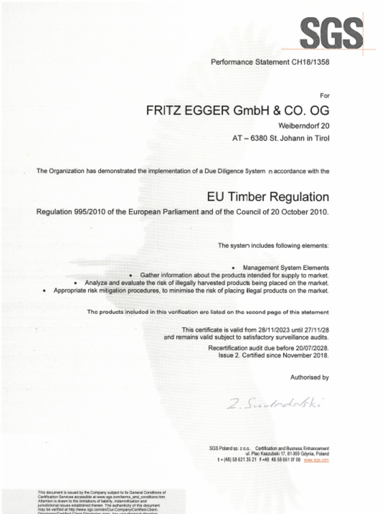 Certificate EUTR-3rd-party-confirmation Group English | PDF