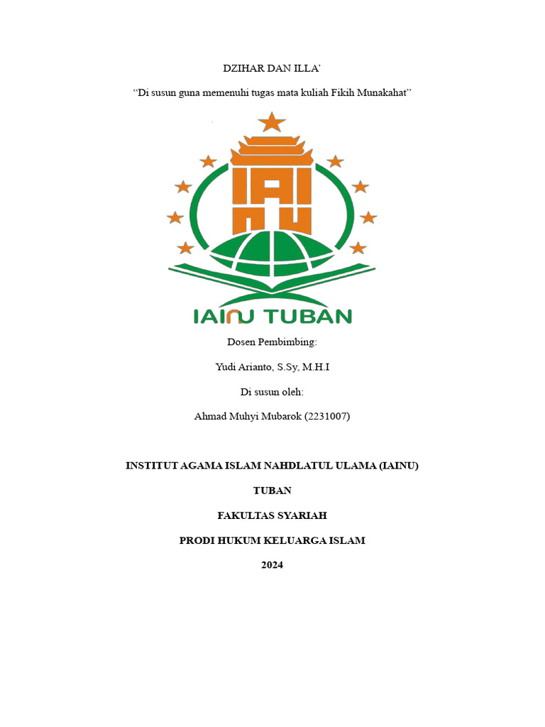 Fikih Munakahat: Dzihar & Illa' | PDF