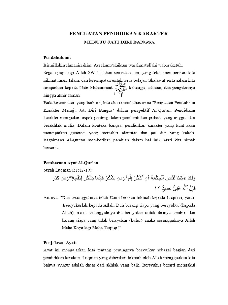 005 Penguatan Pendidikan Karakter Menuju Jati Diri Bangsa (Ramli) | PDF