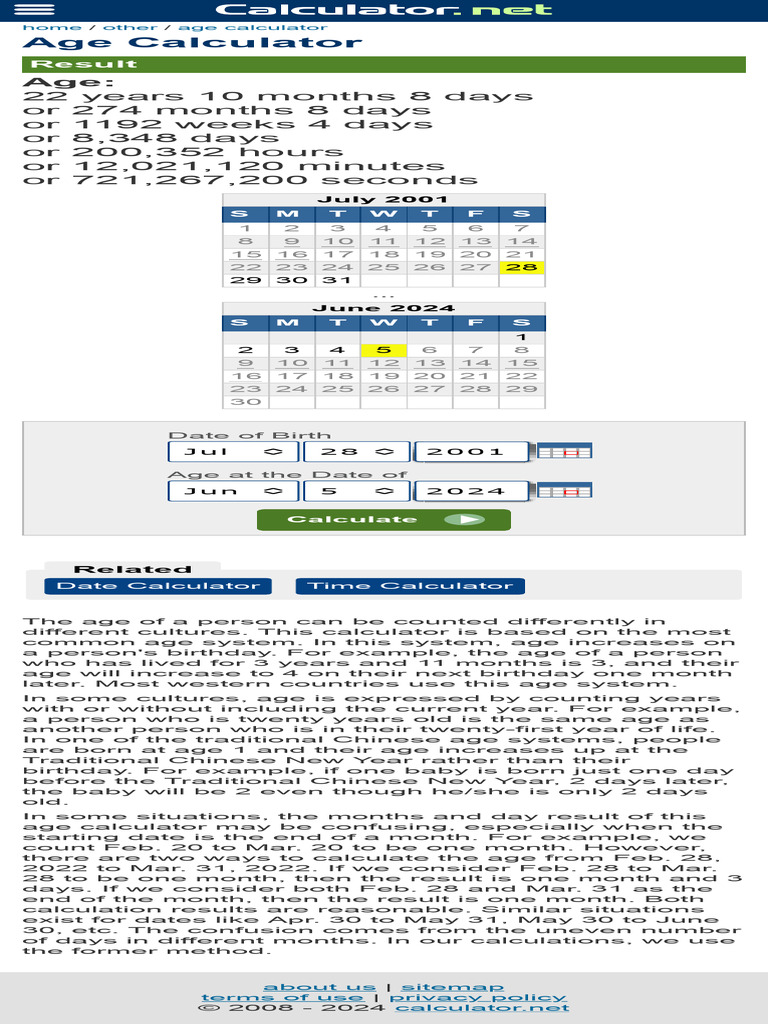 Age Calculator | PDF
