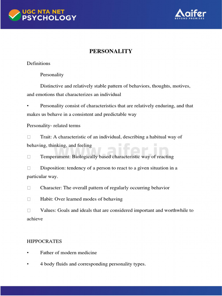 PERSONALITY | PDF | Id | Psychoanalysis