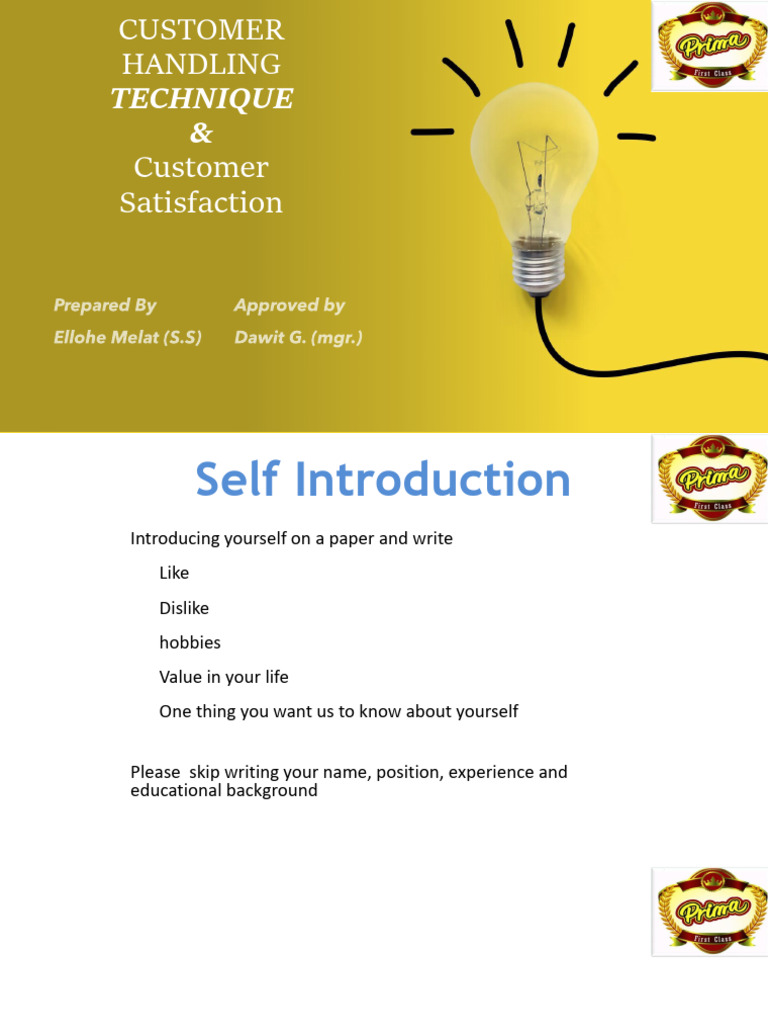 Ellohe Melat, Customer Handling-Training-Prima Food Processing PLC | PDF | Customer Satisfaction ...