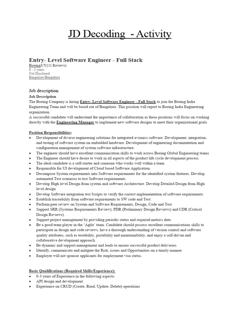 JD Decoding - Activity Sheet | Download Free PDF | Software Testing ...