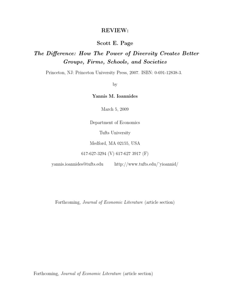 REVIEW: Scott E. Page The Difference: How The Power of Diversity ...