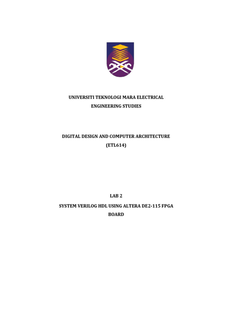 ETL614 - Lab 2 System Verilog | PDF | Field Programmable Gate Array | Electronic Engineering