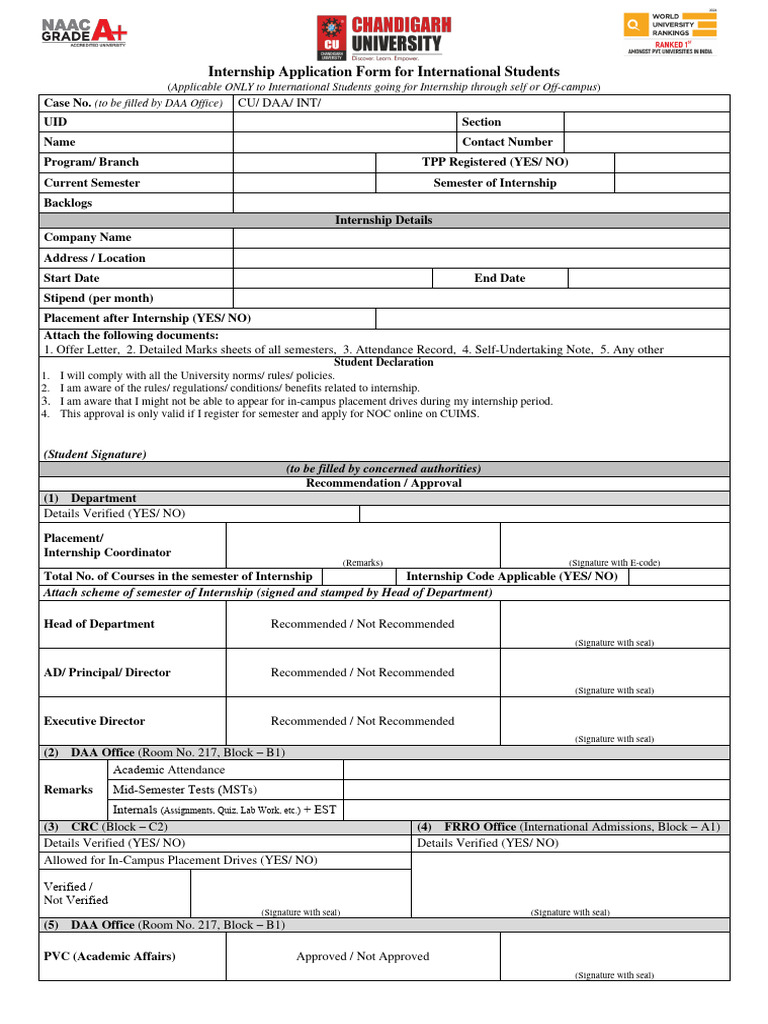 Internship Application Form v4 International Students | PDF | Internship | Job Hunting