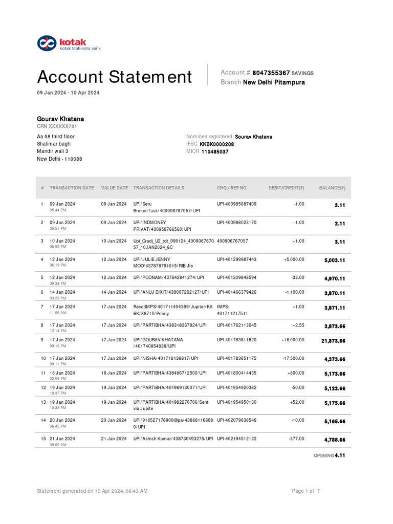 Statement | PDF | Debits And Credits | Banks