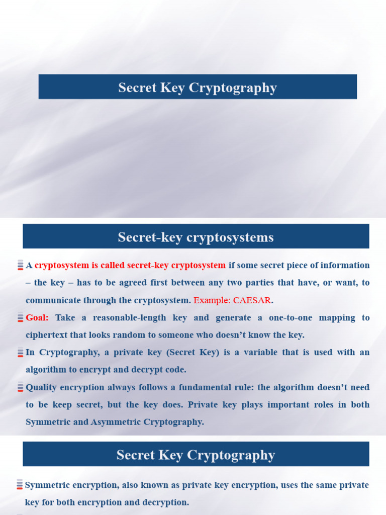 Lecture 2 B Private Key Cryptography | PDF | Cryptography | Key (Cryptography)