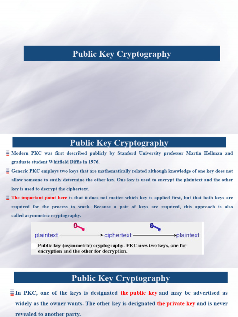 Lecture 2 C Public Key Cryptography | PDF | Key (Cryptography) | Public Key Cryptography