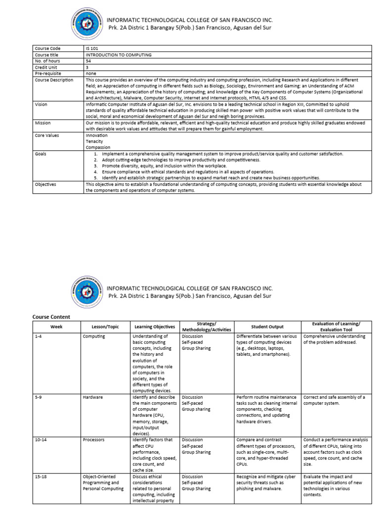 Introduction To Computing (Done) | PDF | Central Processing Unit | Computing