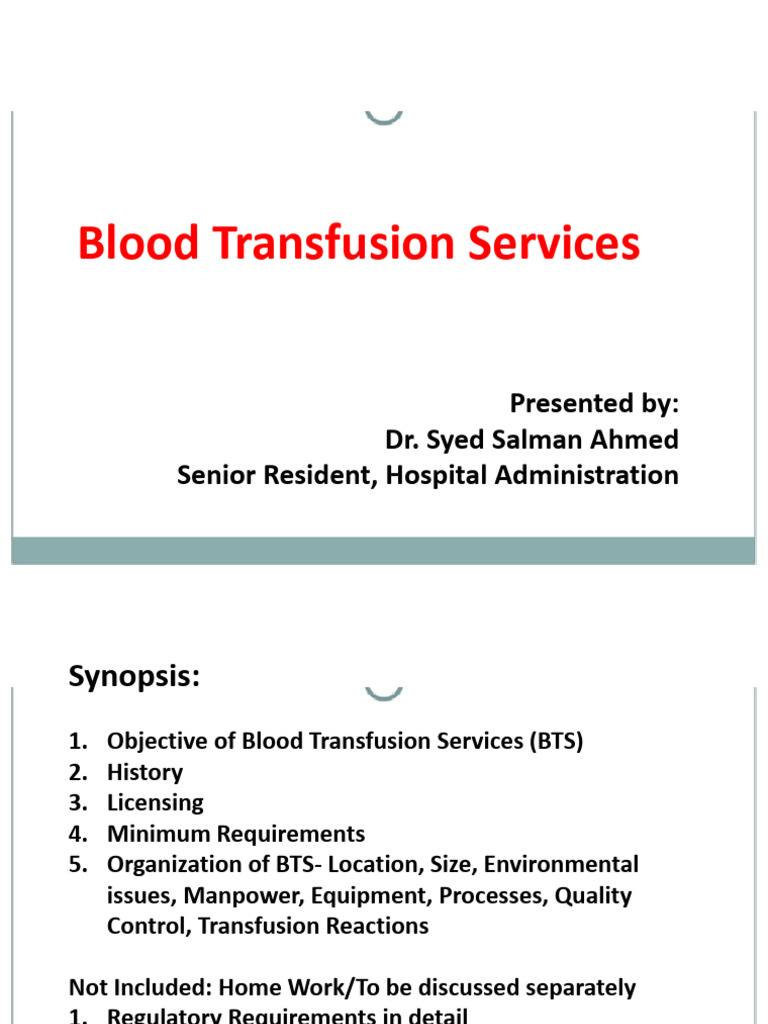 Blood Transfusion Services | PDF | Blood Transfusion | Bleeding
