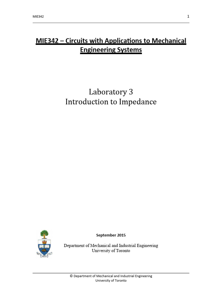 UofT - MIE342 - Lab 3 Impedance | PDF | Electrical Impedance ...