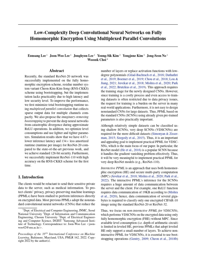 Low-Complexity Deep Convolutional Neural Networks on FHE Using ... Low-Complexity Deep Convolutional Neural Networks on FHE Using ...