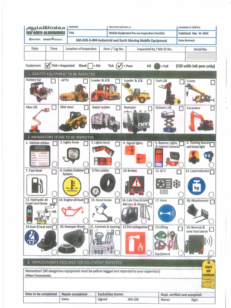 01 Maaden Vehicle Checklist | PDF