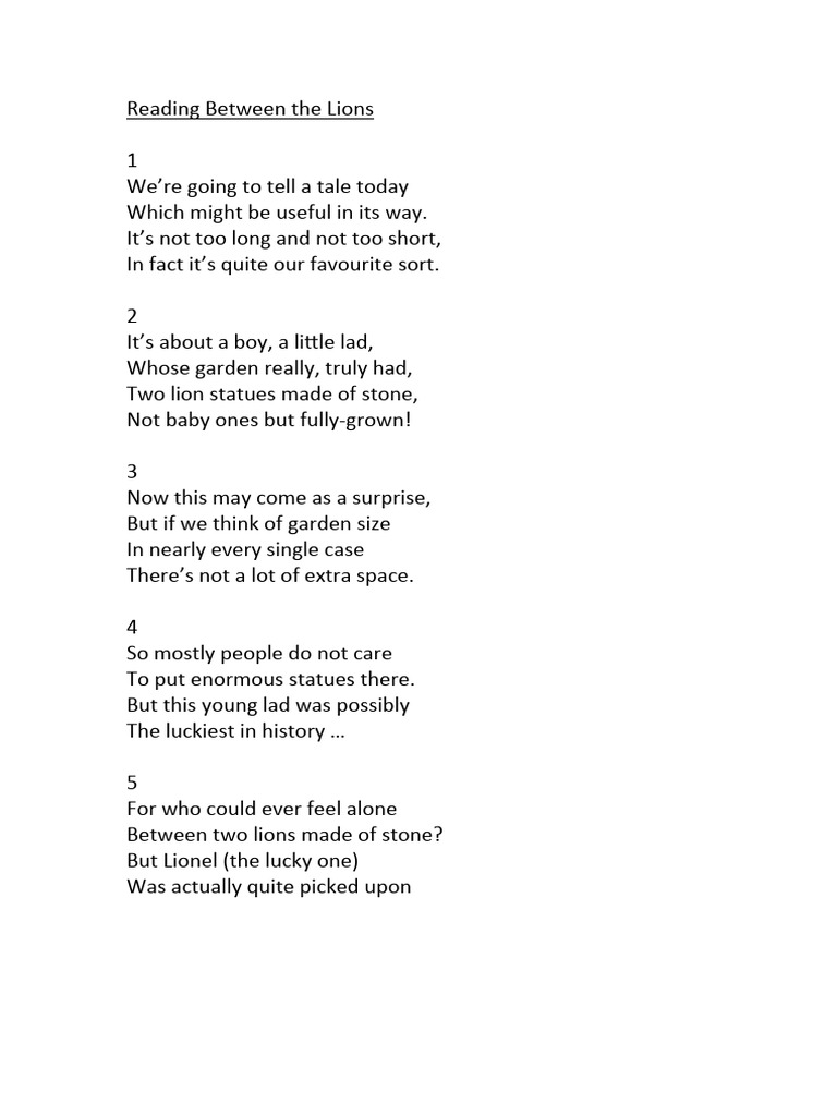 Assembly Reading Between The Lions | PDF | Self-Improvement | Mystery ...