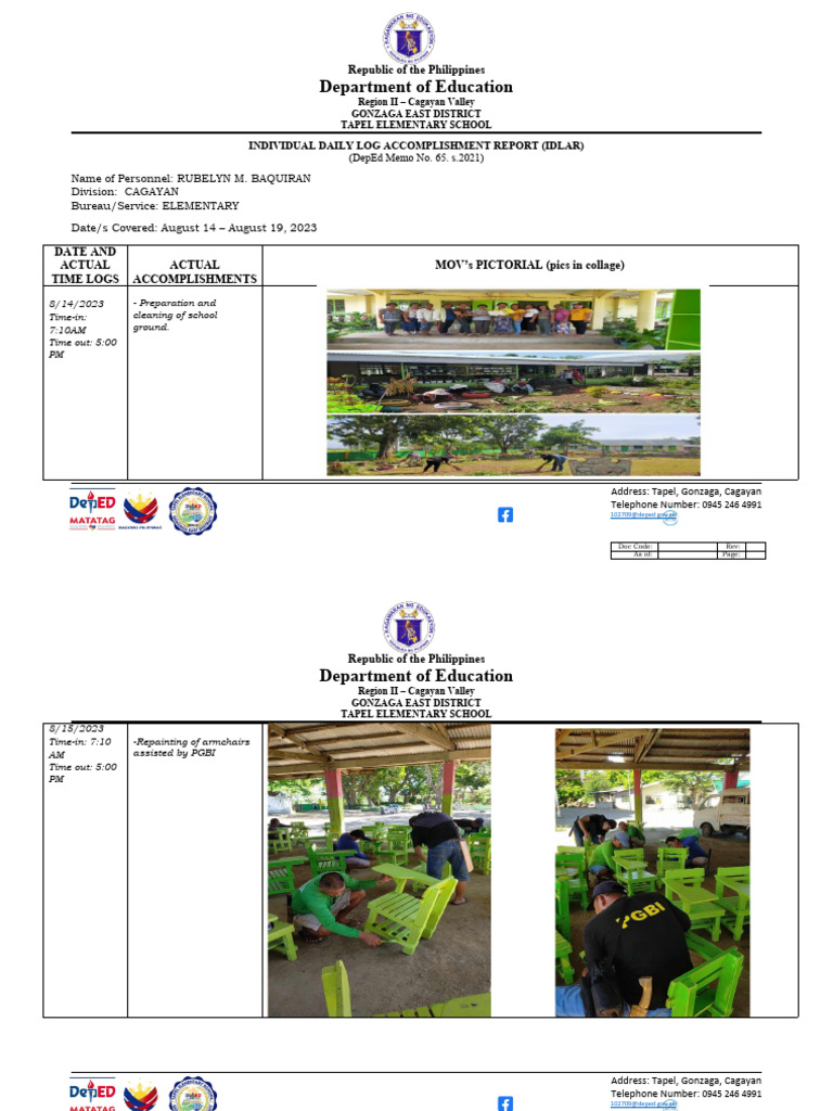 INDIVIDUAL-DAILY-LOG-ACCOMPLISHMENT-REPORT-idlar, | PDF
