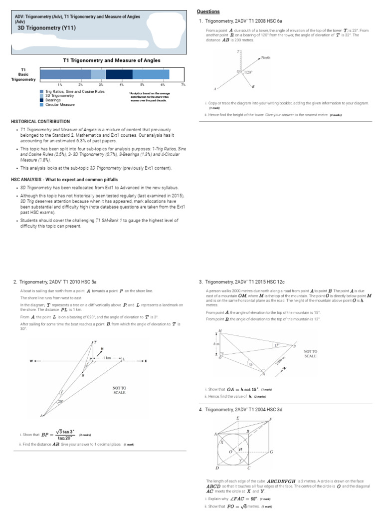3D Trigonometry (Y11) | PDF | Trigonometry | Trigonometric Functions