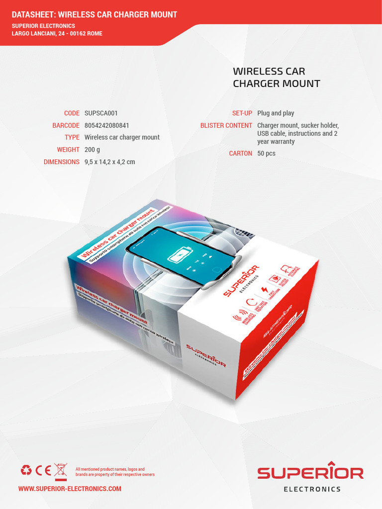 Wireless Car Charger Datasheet EN | PDF