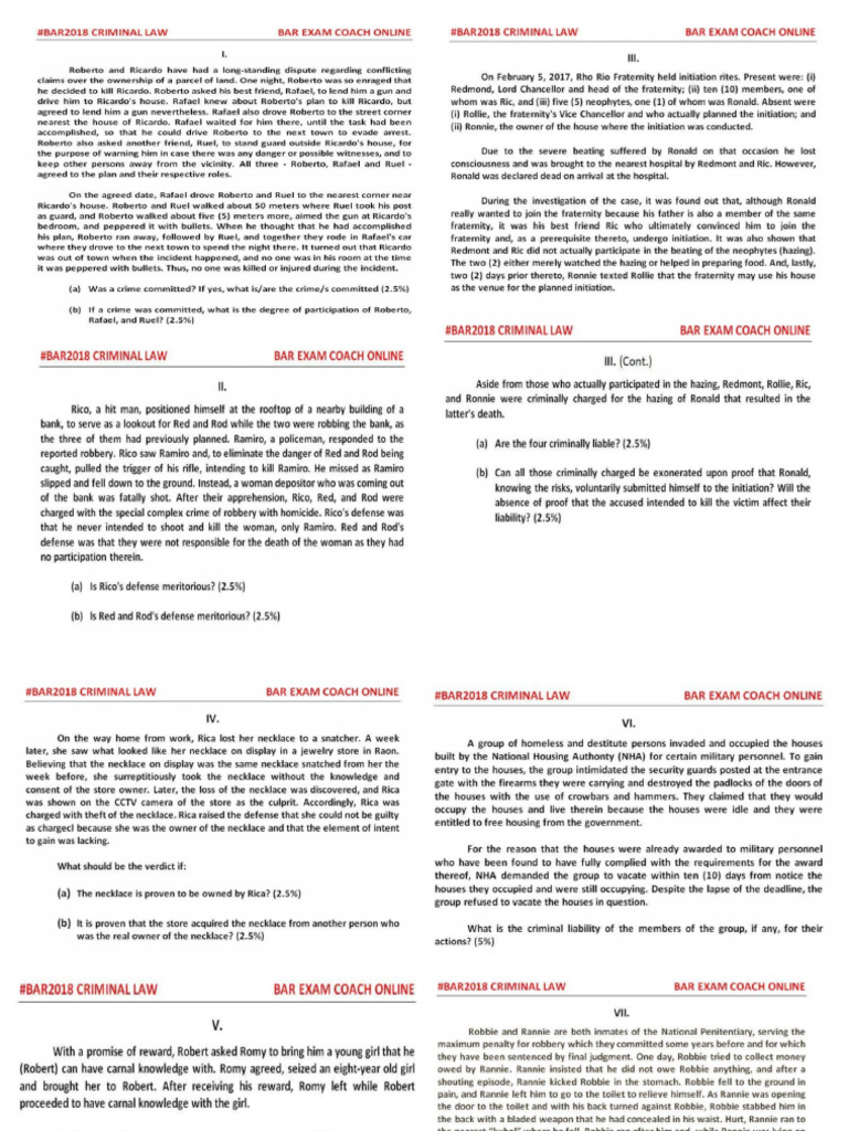 Bar2018-Crimlaw Ques. | PDF