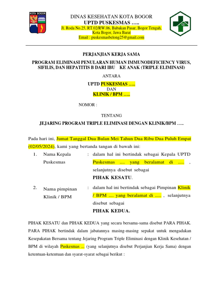 Draft Mou Pkm-Klinik Program Triple Eliminasi | PDF