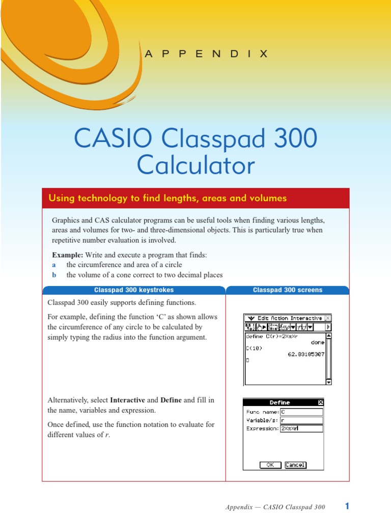 CASIO Classpad 300 Calculator: A P P E N D I X | PDF | Equations ...