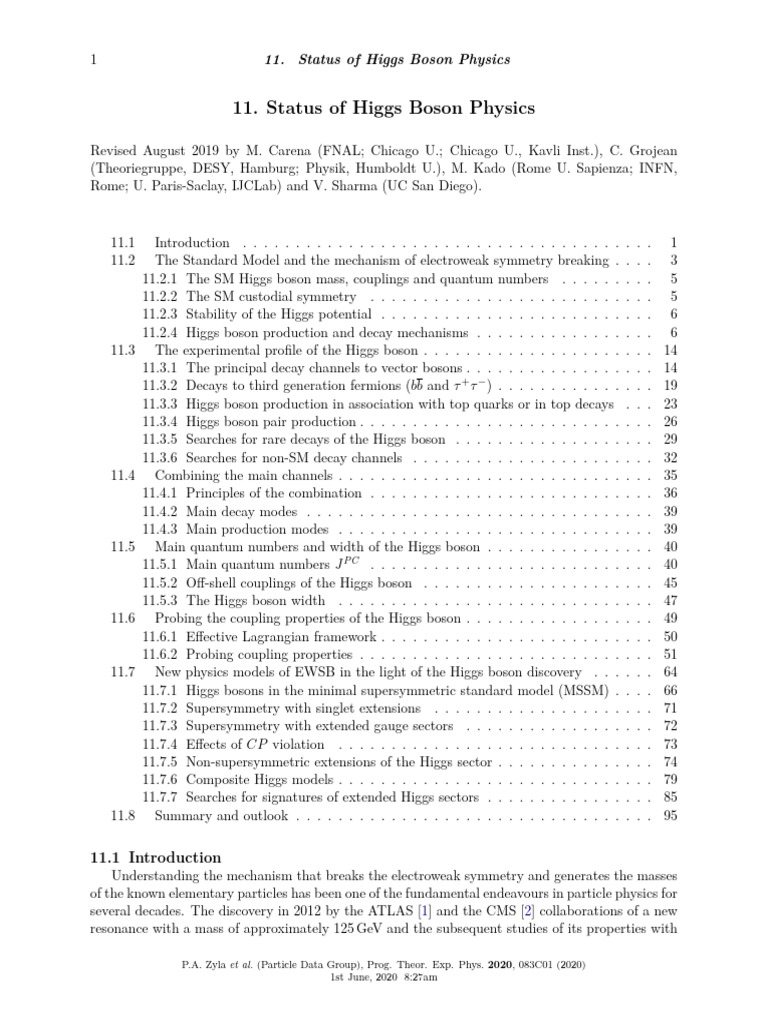 Higgs Boson Physics Overview | PDF | Higgs Boson | Elementary Particle