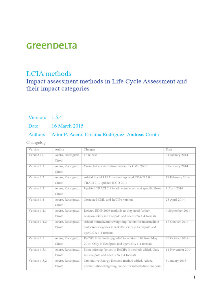 LCIA-METHODS-v.1.5.4. OPEN LCA | PDF | Life Cycle Assessment | Resource ...