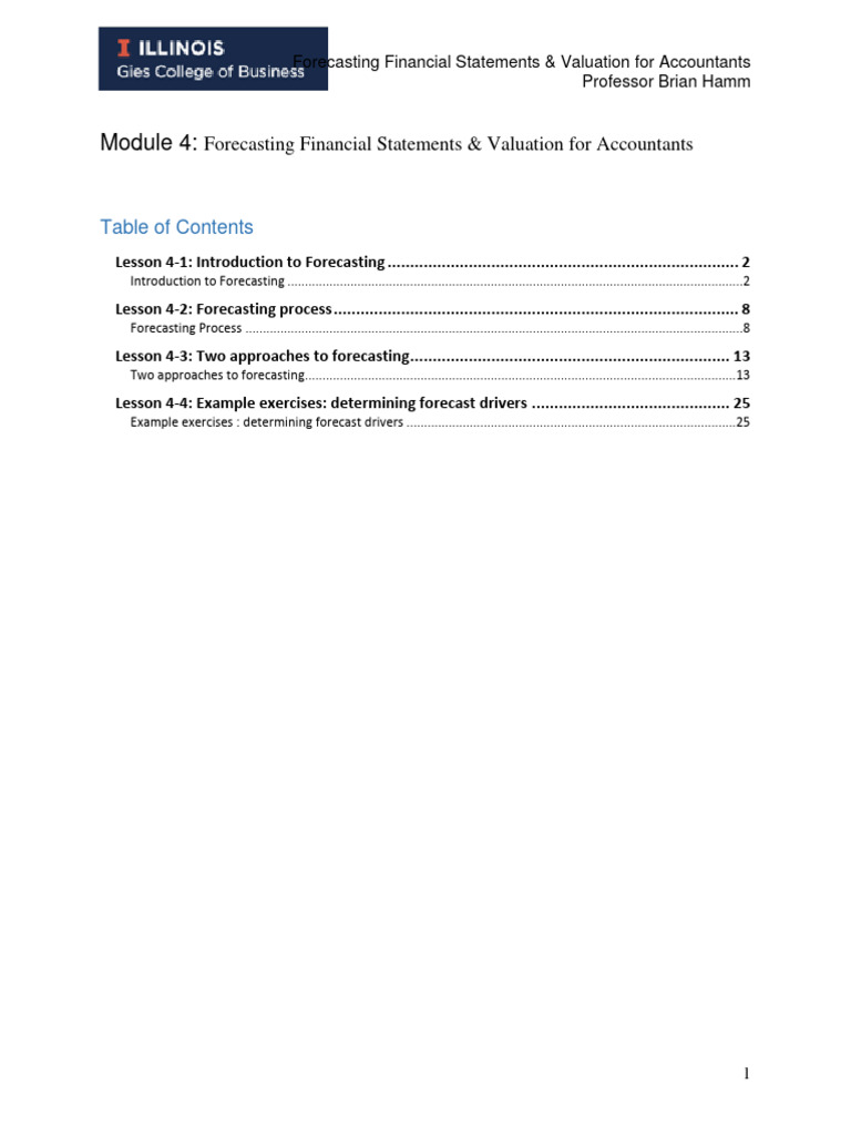 Module 4 Forecasting Pdf Valuation Finance Forecasting
