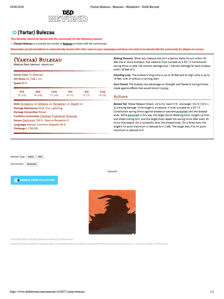 (Yartar) Bulezau - Monsters - Homebrew - D&D Beyond | PDF | Dungeons ...