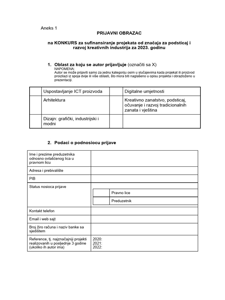 Prijavni Obrazac Kki 231 | PDF