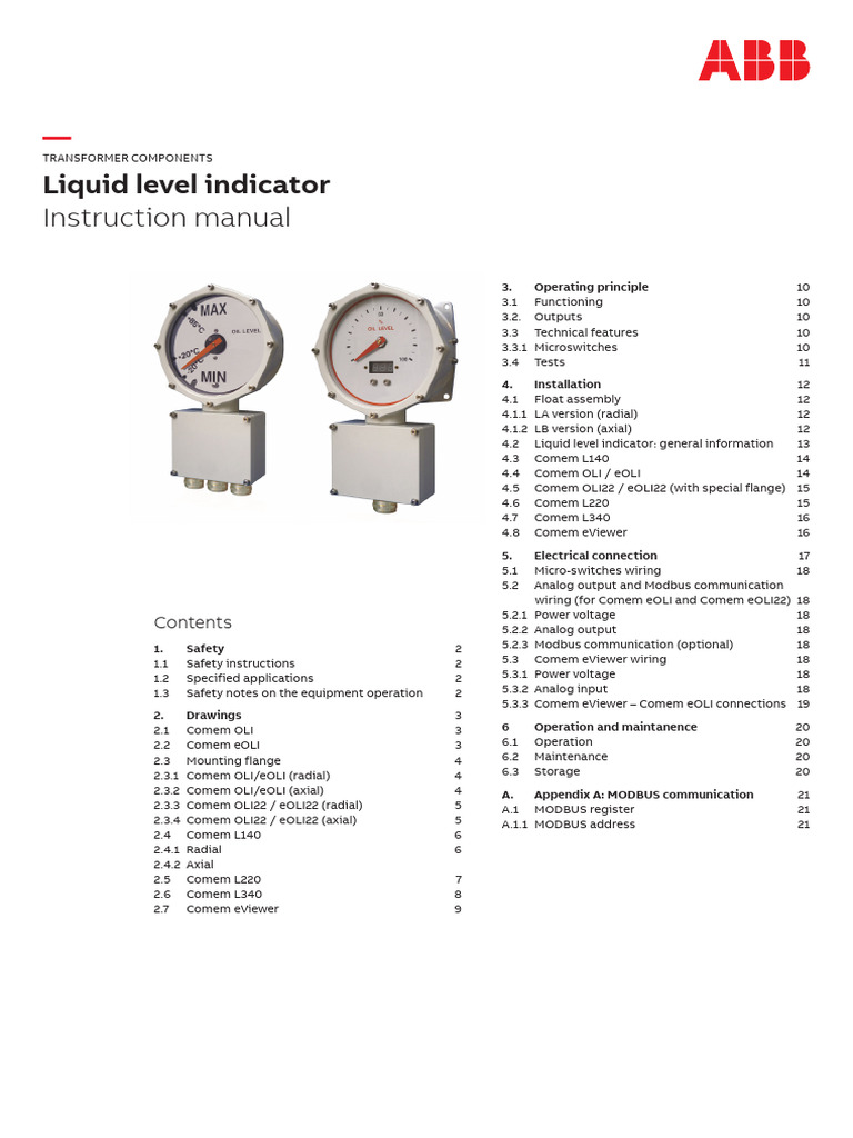 Liquid - Level - Indicator - Comem OLI-eOLI - ABB - Ma - EN - 29-01-2020 | PDF | Electrical ...