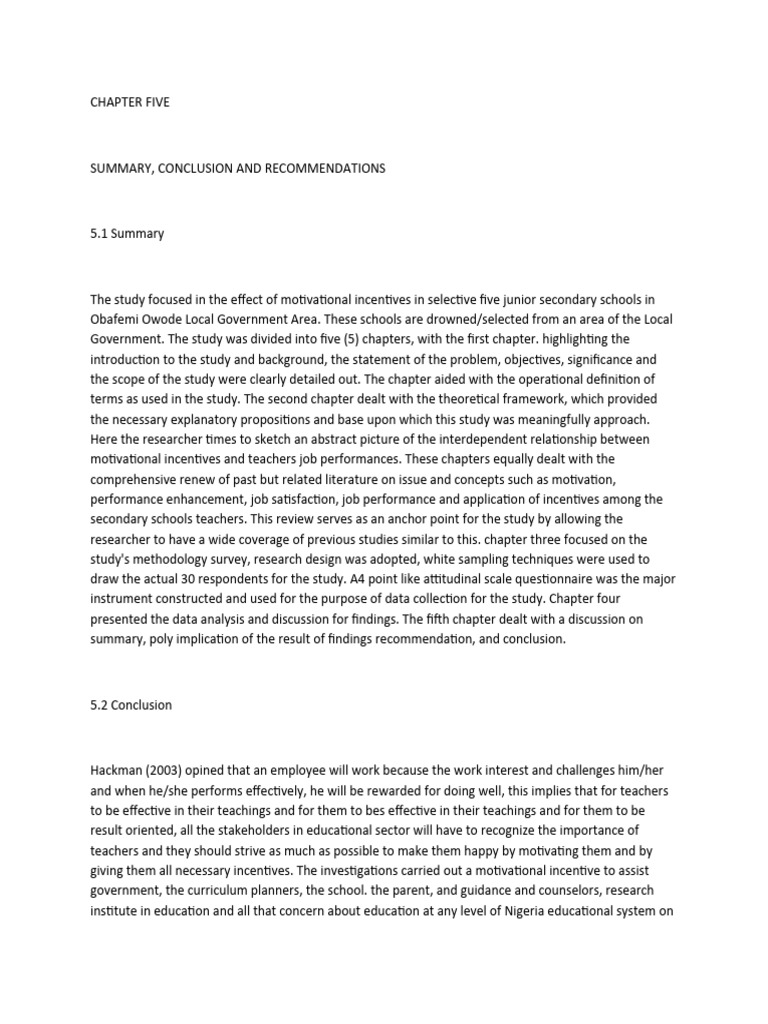 Chapter Five-Wps Office | PDF | Teachers | Motivation