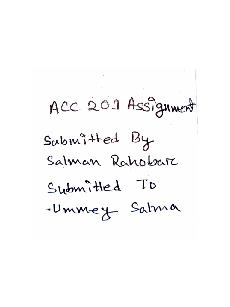 Acc 201 Assignment By Salman Download Free Pdf Business Economics