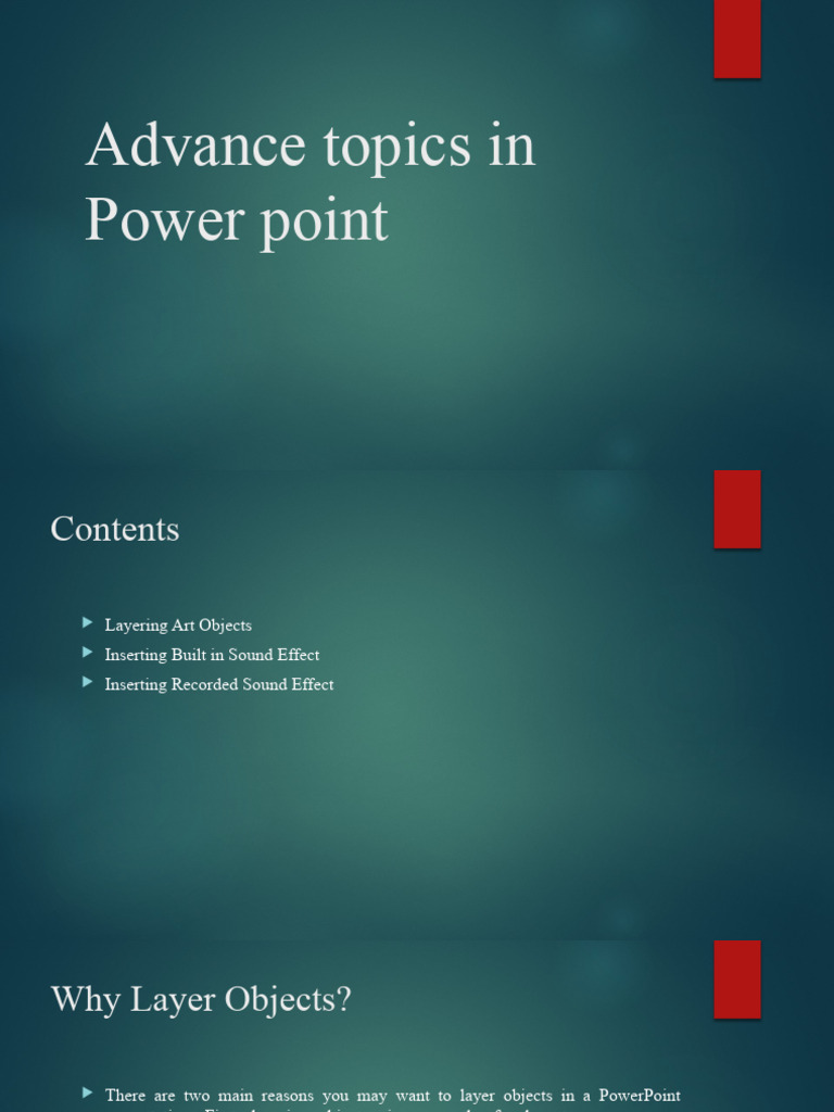 Advance Topics in Power Point | PDF | Microsoft Power Point | System Software
