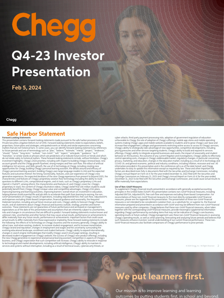 Chegg-Investor-Presentation-Q4-23 | PDF | Artificial Intelligence | Intelligence (AI) & Semantics