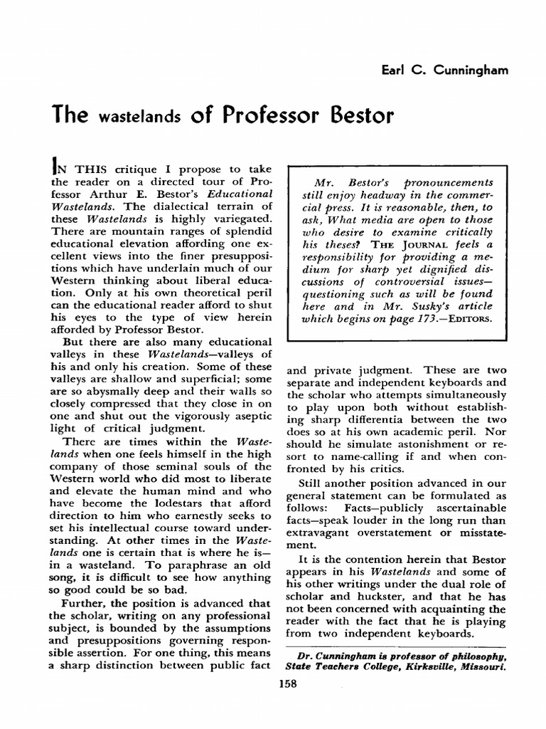 Cunningham 1959 The Wastelands of Professor Bestor | PDF | Pedagogy ...