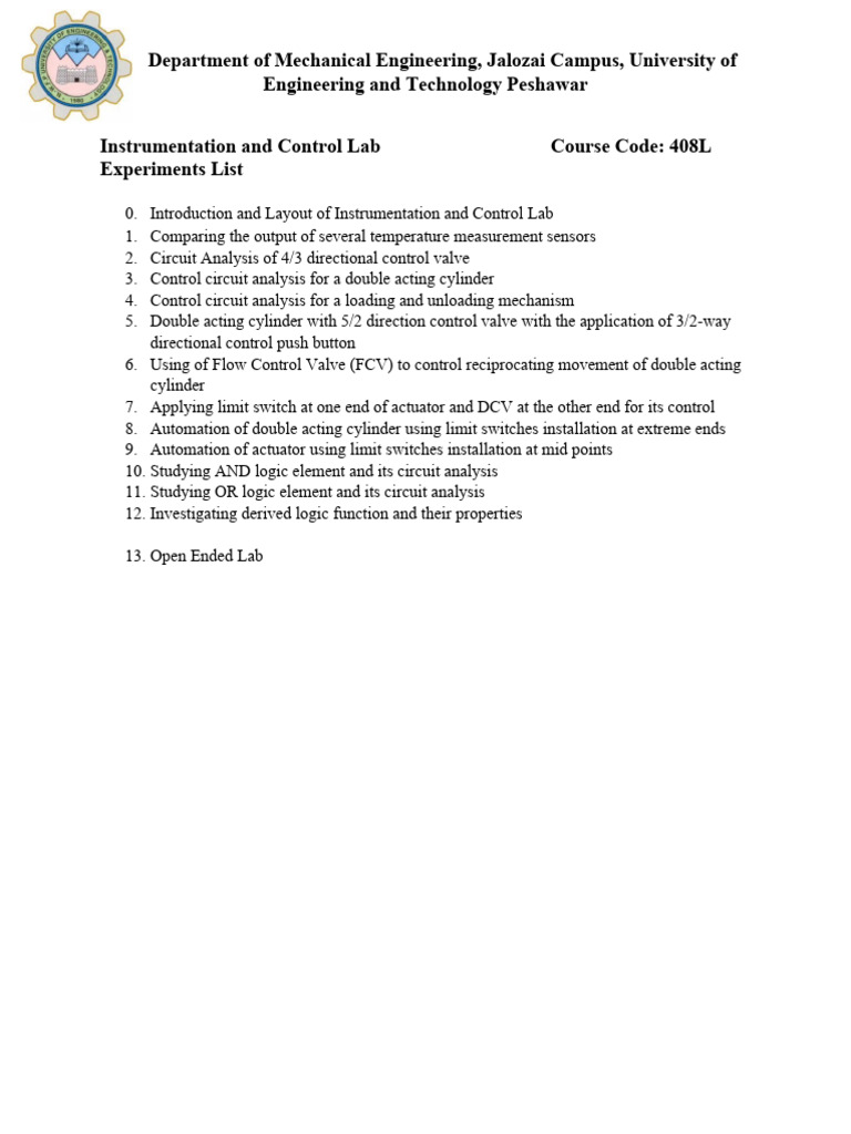 Experiments List Ic Spring 2024 | PDF