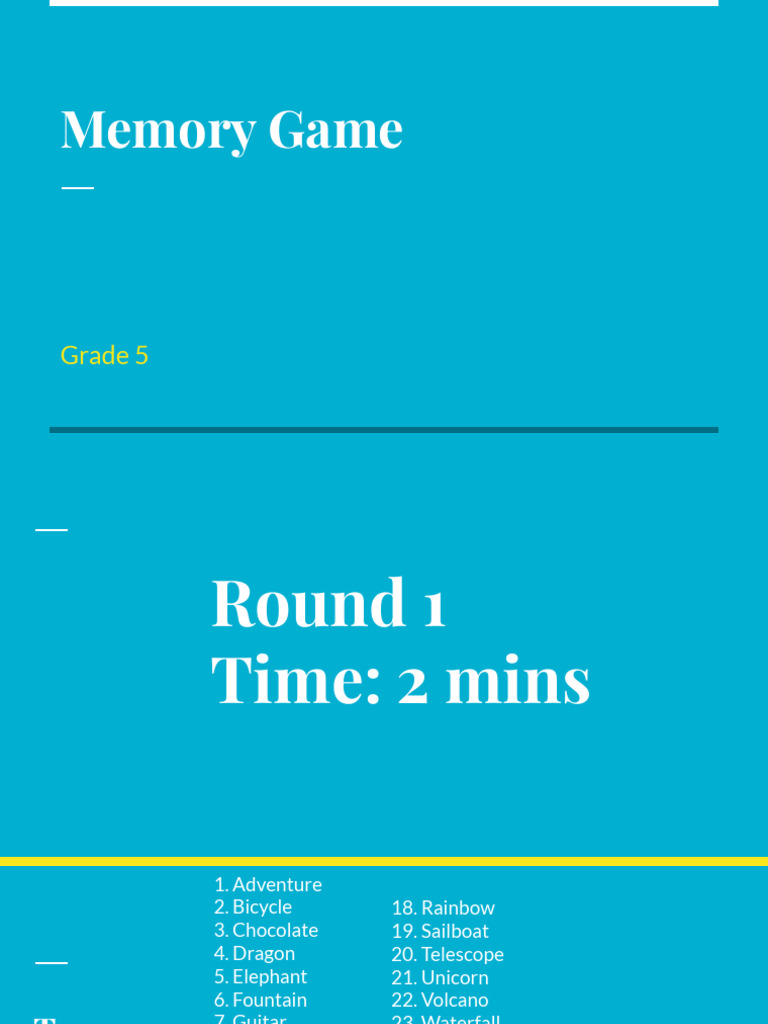 Activity - Memory Game | PDF