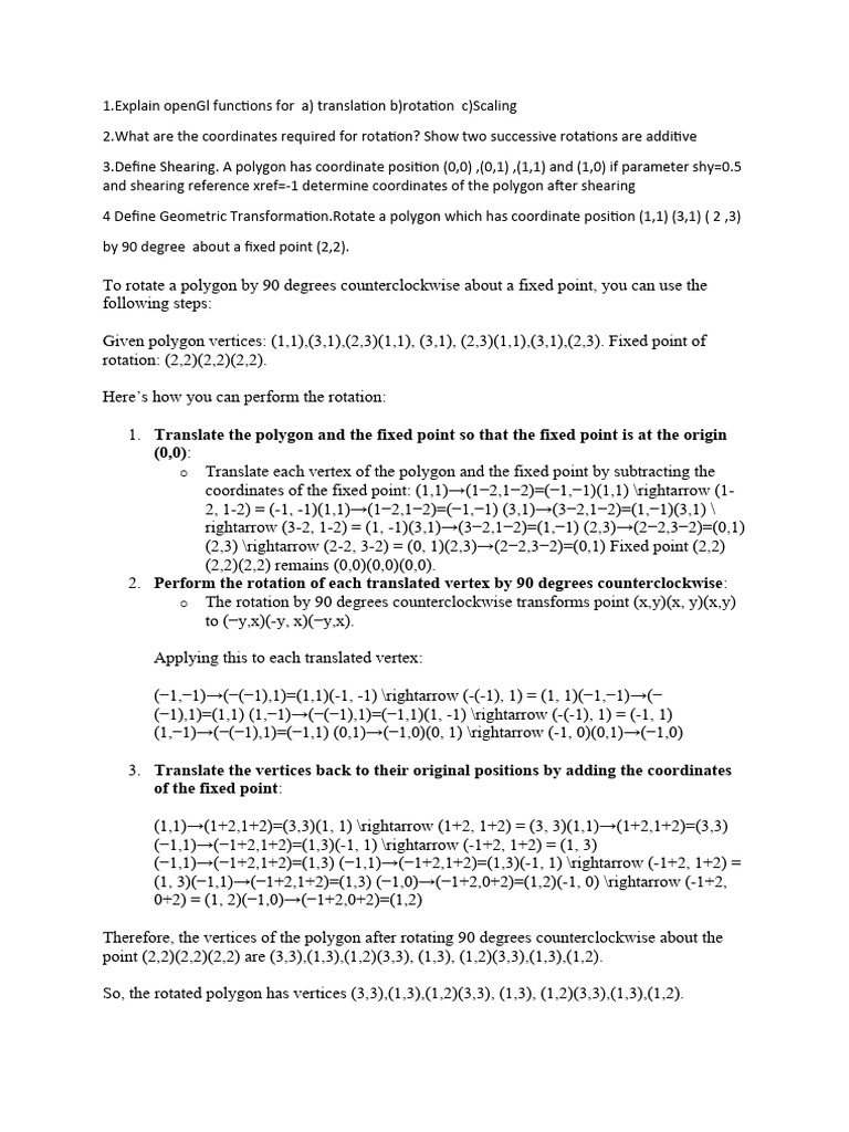 OpenGL Geometric Transformations Guide | PDF | Rotation | Cartesian ...
