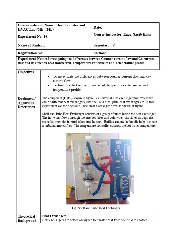 Experiment 10 (Co-Current and Counter Flow) | PDF | Heat Exchanger | Water Heating