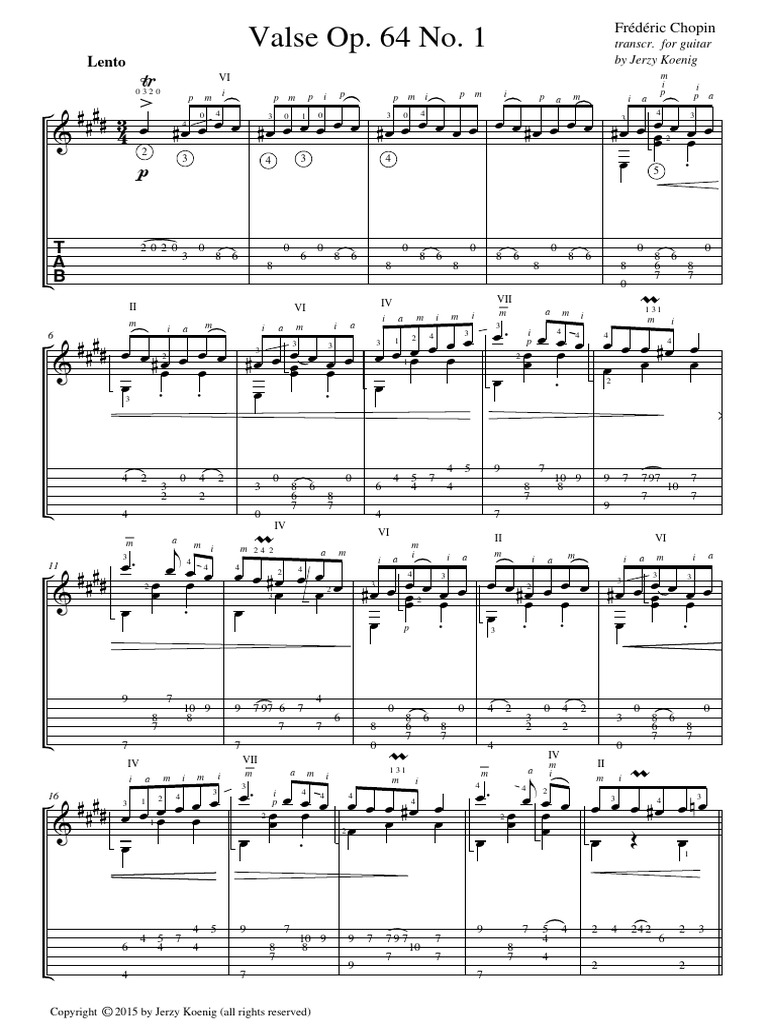 Valse Op. 64 No. 1 With Tab - Arr. Jerzy Koenig | PDF
