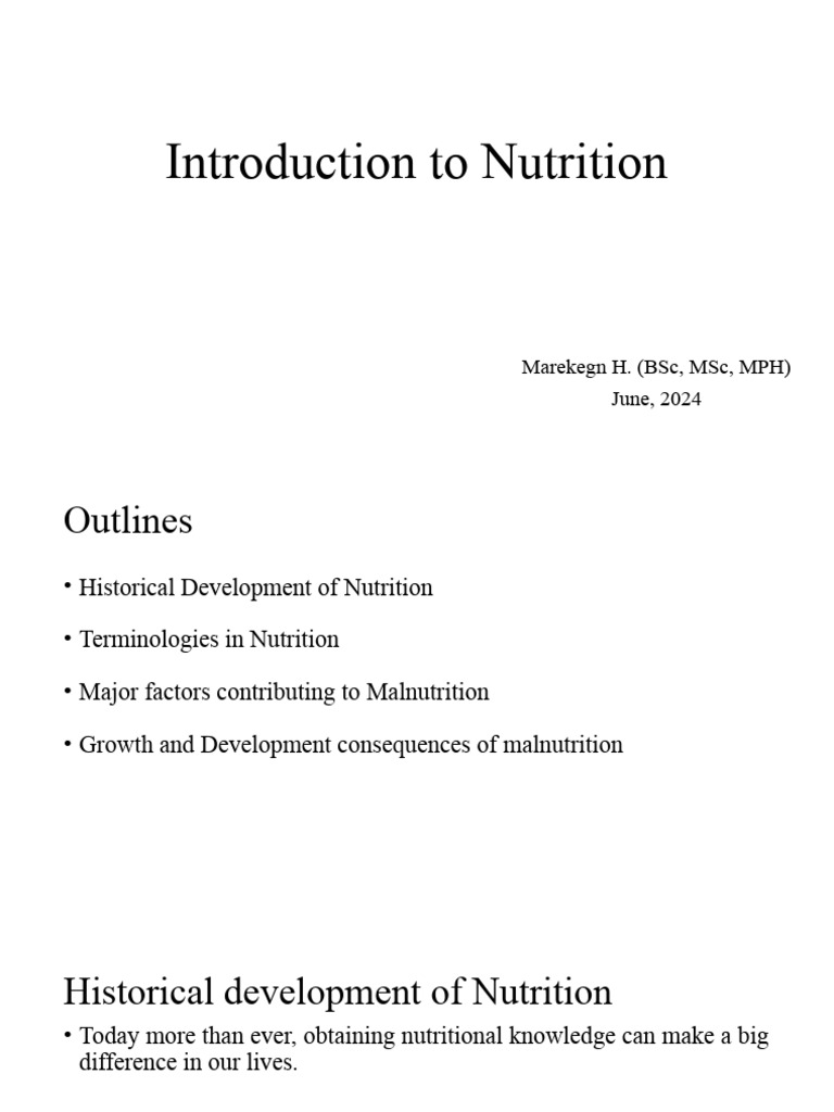 Introduction To Nutrition | PDF | Vitamin | Malnutrition